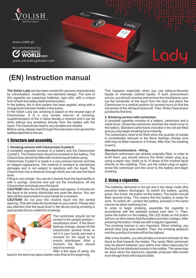 Instruction Manual for Volish Lady | PDF | Smoking Cessation | Wellness