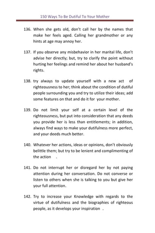 150 ways to be dutiful to your mother | PDF