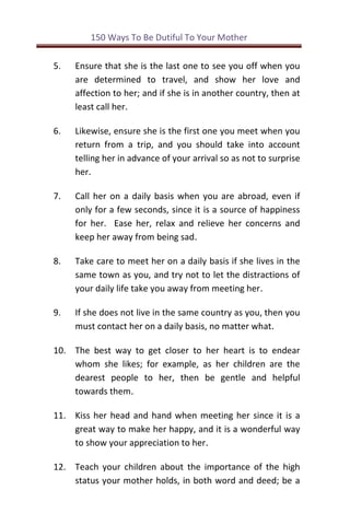 150 ways to be dutiful to your mother | PDF