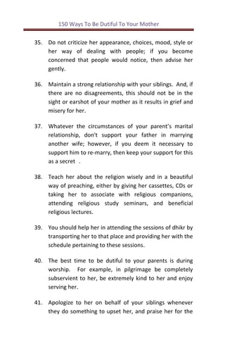 150 ways to be dutiful to your mother | PDF
