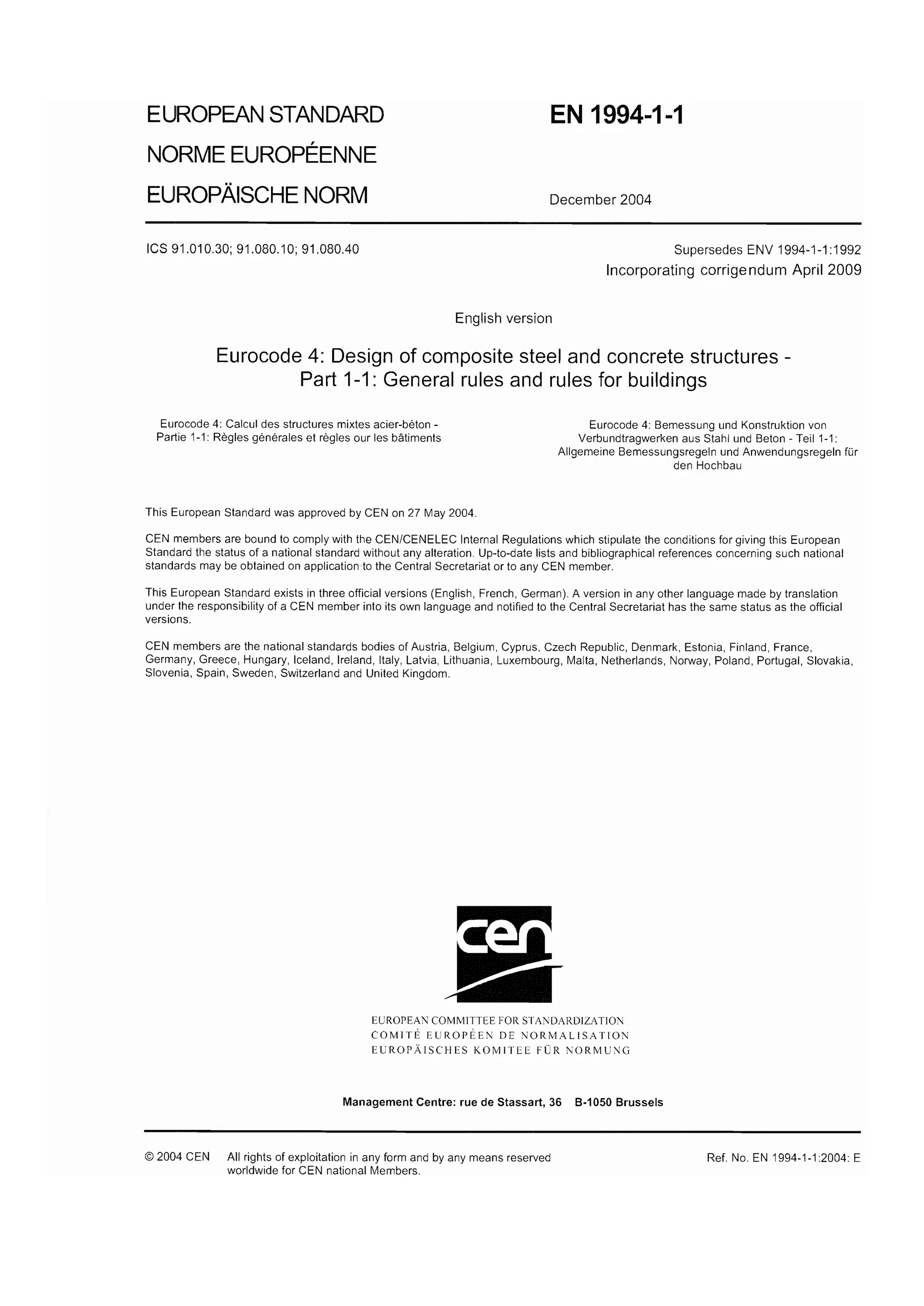 EN 1994-1-1_ 2004 Eurocode 4_ Design of composite steel and concrete ...