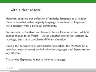 Esperanto and Minority Languages | PPT