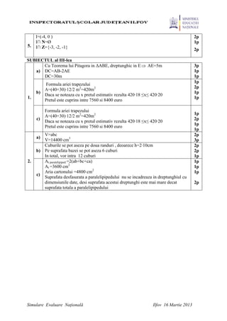 En2013 s i m u l a r e evaluarea nationala la matematica ilfov | PDF