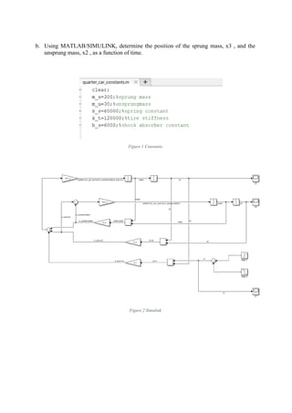 Mechatronics System Modeling Lab 1 - Modelling of Quarter Car using Matlab – Simulink | PDF