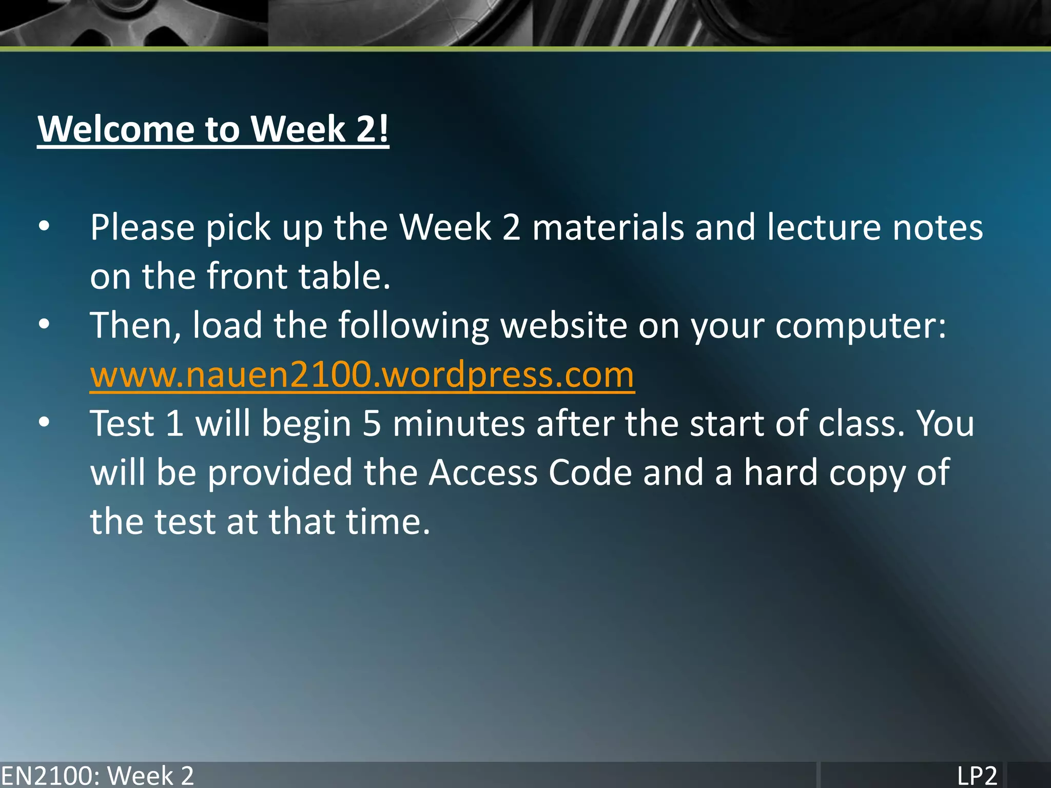 En2100 week 2 lecture | PPT