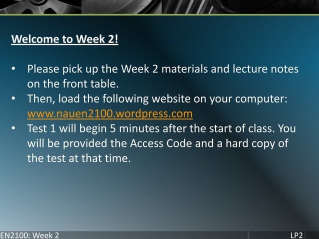 En2100 week 2 lecture | PPT