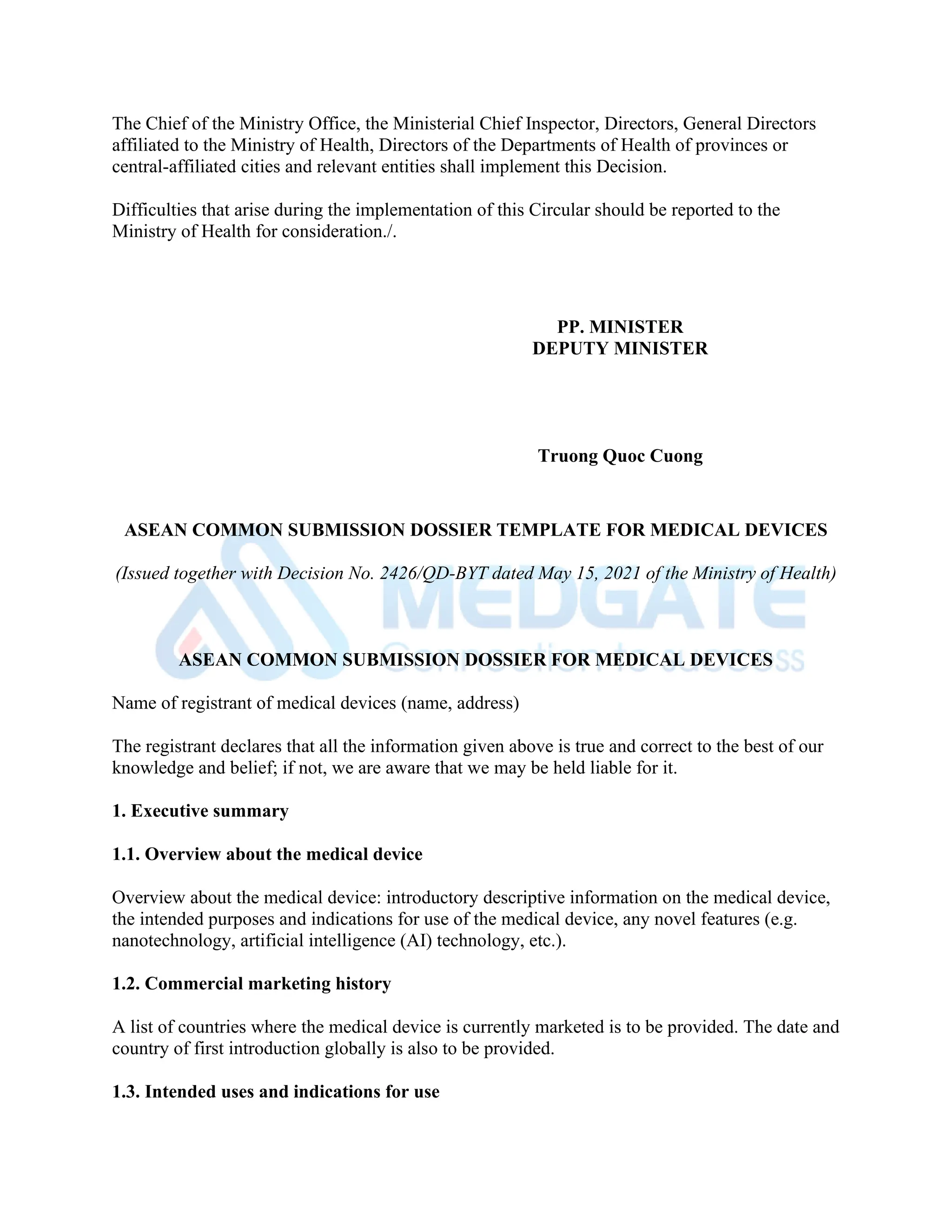 Decision No. 2426/QD-BYT: ON PROMULGATION OF GUIDANCE ON THE ...