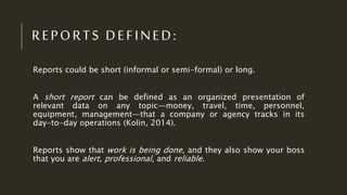 Writing Short and Long Reports (Academic and Professional Writing) | PPTX