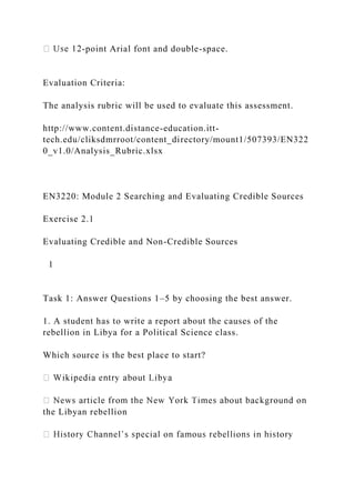 EN3220 Module 2 Searching and Evaluating Credible Sources .docx
