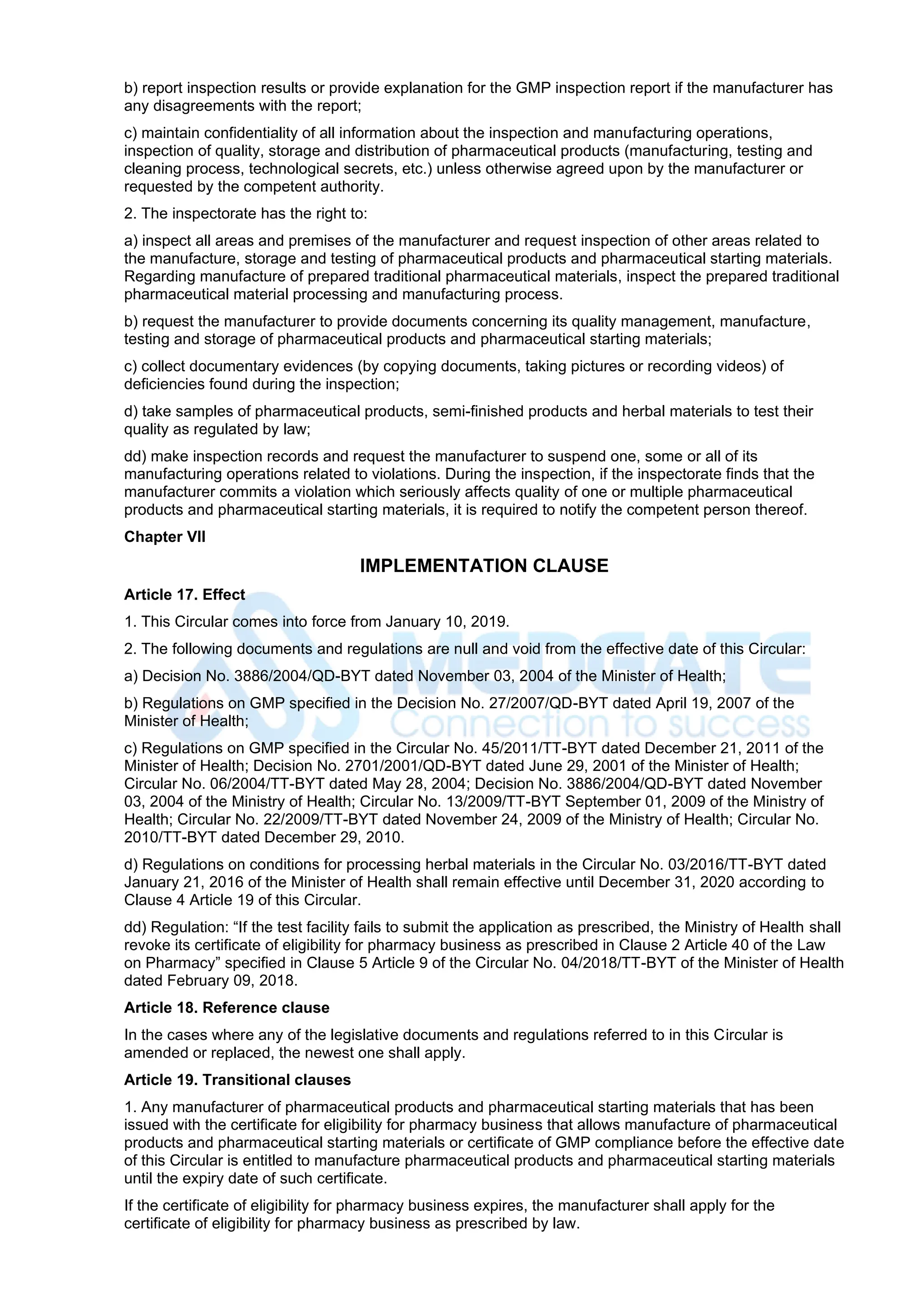 Circular 35/2018/TT-BYT: GOOD MANUFACTURING PRACTICES FOR ...