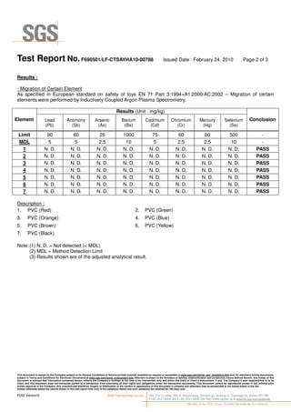 En71 part3 safety of toy migration of certain elements | PDF