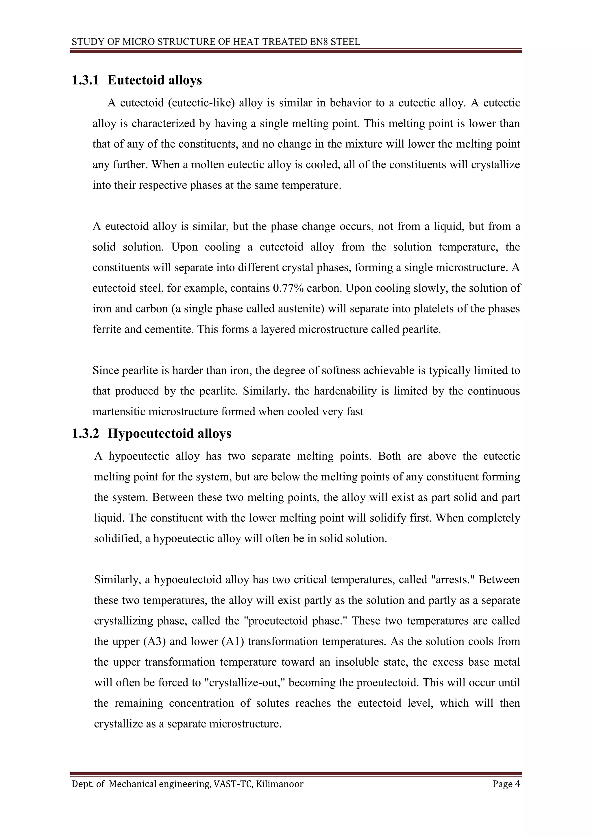 STUDY OF MICRO STRUCTURE OF HEAT TREATED EN8 STEEL | PDF