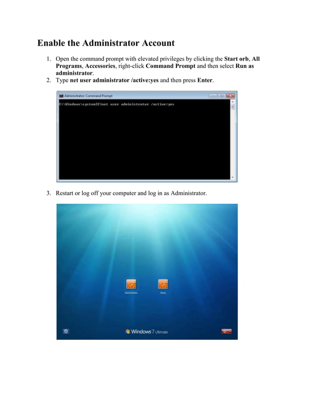 Enable admin account | PDF Enable admin account | PDF