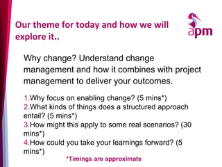 APM Presents - Why Change? Understand change management and how it combines with project ...