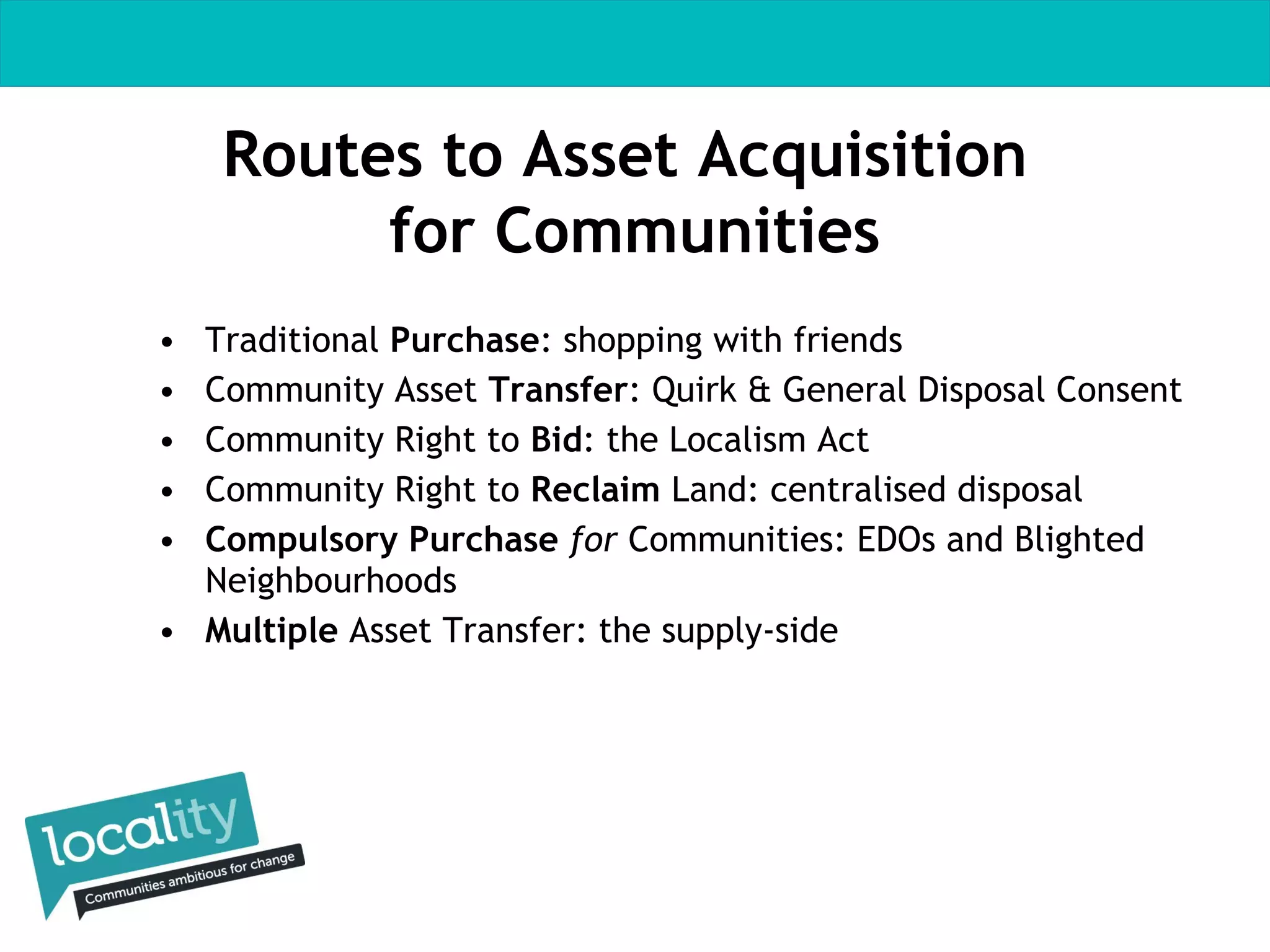 Enabling community asset ownership and management | PPT