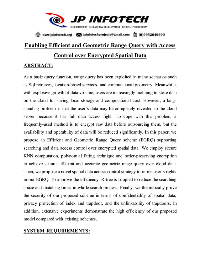 Enabling Efficient And Geometric Range Query With Access Control Over Encrypted Spatial Data Pdf
