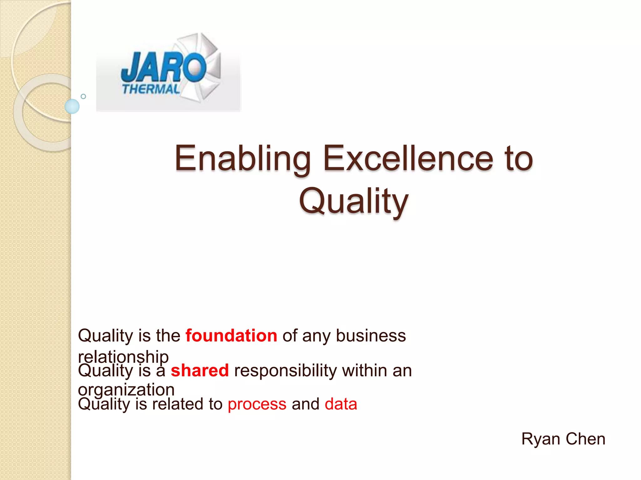 Enabling excellence to quality | PPT