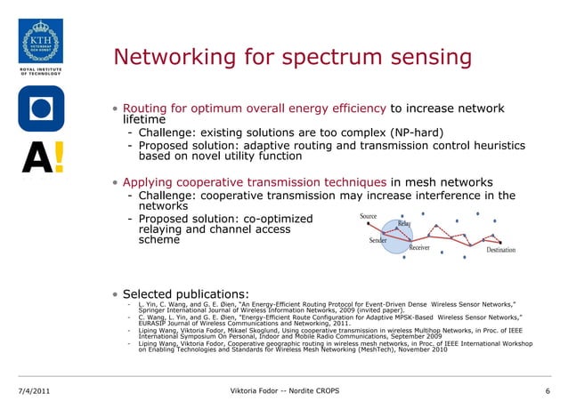 Wireless Sensor Networks for Spectrum sensing and Cognitive Communication, Viktoria Fodor, Royal ...