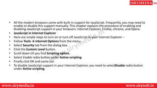 Enabling java script in browsers | PPT
