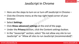Enabling java script in browsers | PPT