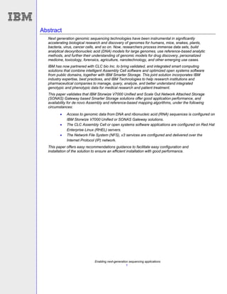 Enabling next-generation sequencing applications with IBM Storwize V7000 Unified and SONAS ...