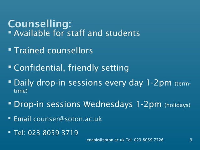 University of Southampton Enabling Services - Jane Lapraik | PPT