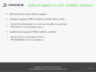 Enabling TPM 2.0 on coreboot based devices | PDF