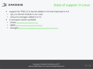 Enabling TPM 2.0 on coreboot based devices | PDF