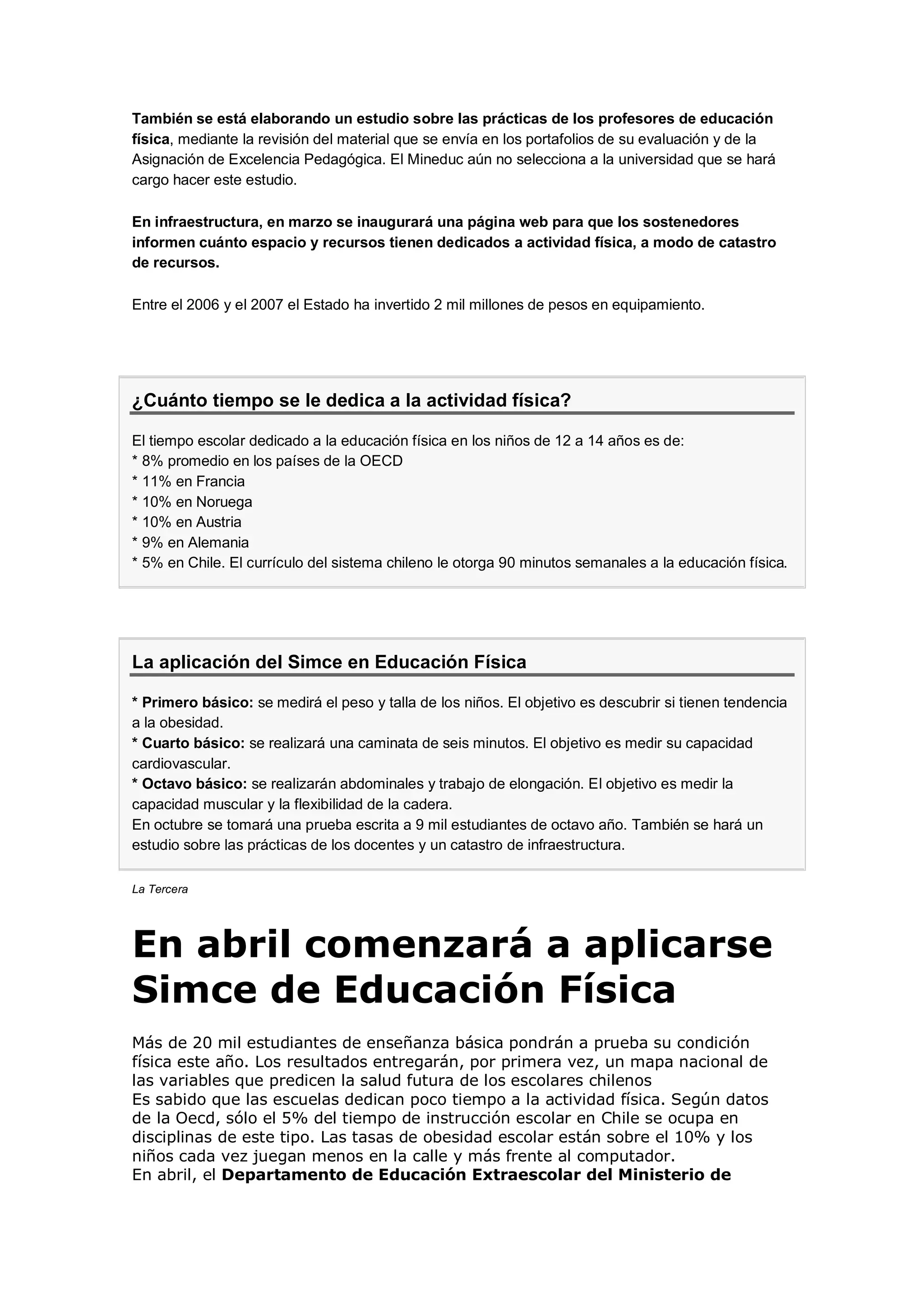 simce de educación física | PDF