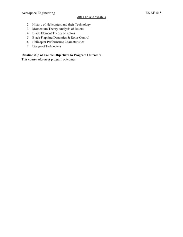 Enae 415-abet-syllabus | PDF | Educational Assessment | Education