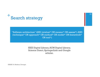 Software Architecture Evaluation: A Systematic Mapping Study | PPT