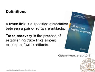 Findability through Traceability - A Realistic Application of Candidate Trace Links? | PPTX ...