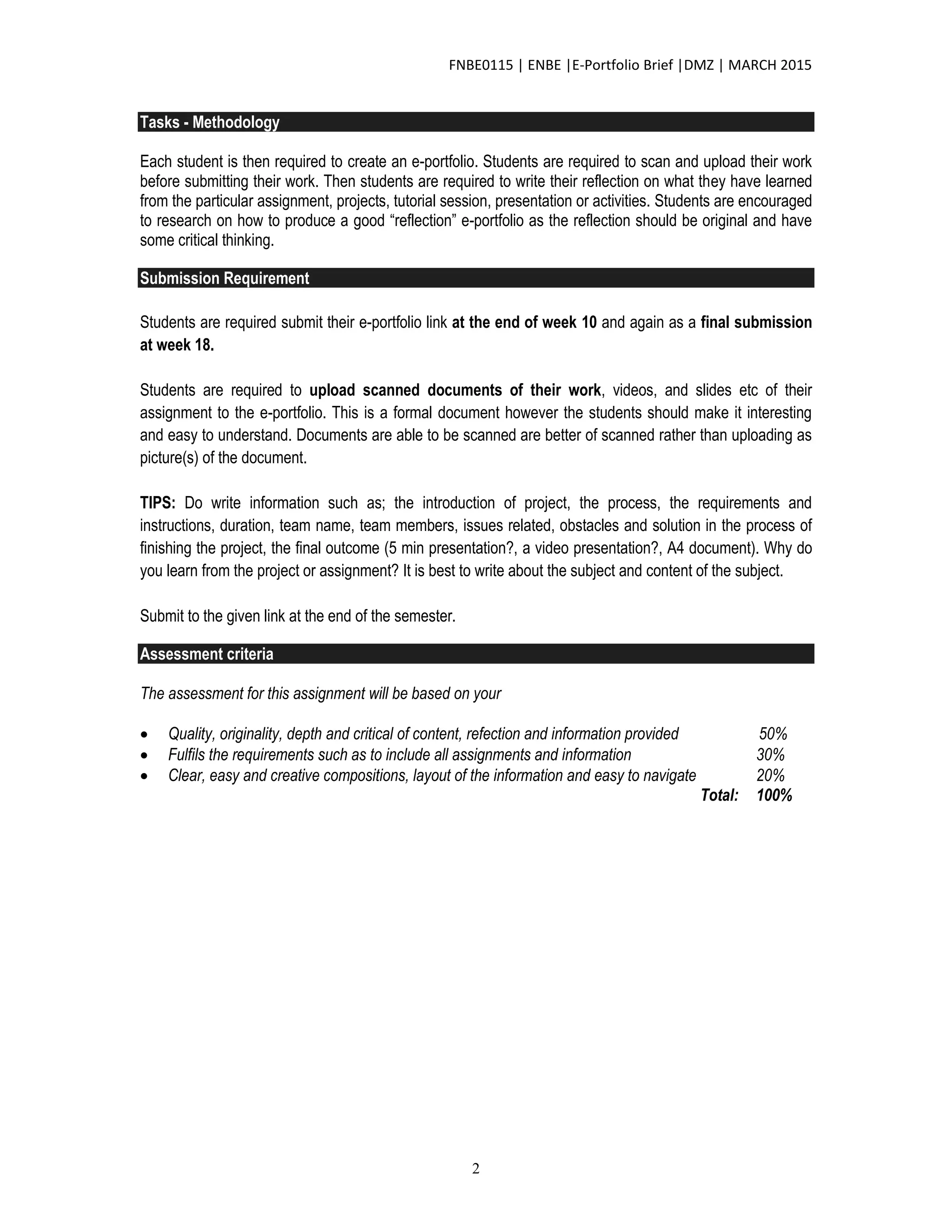 Enbe e portfolio brief | PDF