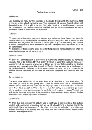 Scuba Diving Activity | PDF