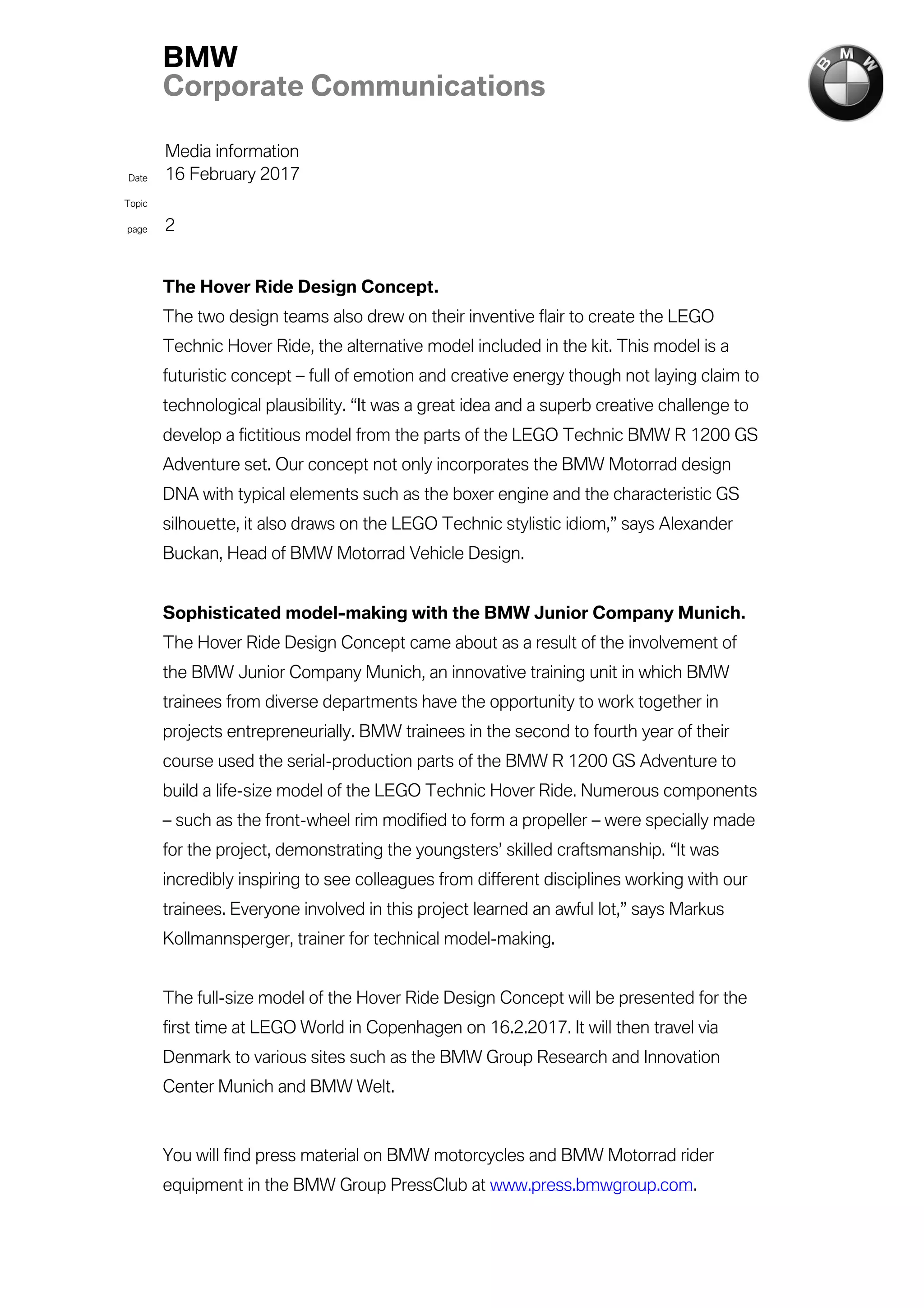 BMW LEGO 1200 GS - Press Release | PDF