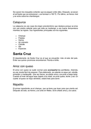 En Bolivia encontramos numerosos platos tradicionales.docx
