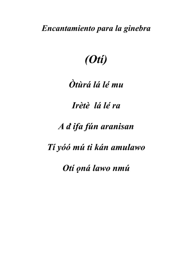 Encantamiento para la ginebra (oti) | PDF