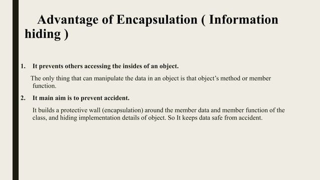 Encapsulation and inheritance | PPTX | Programming Languages | Computing