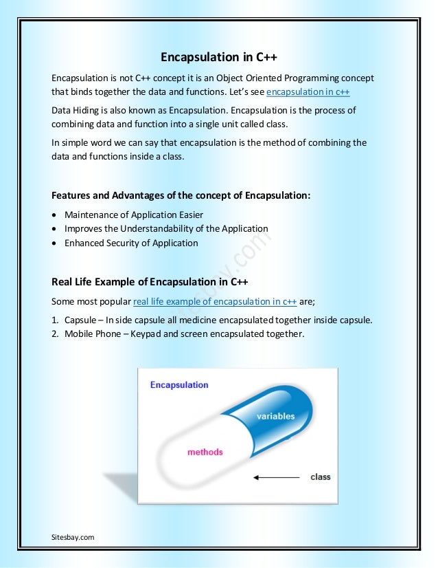 Encapsulation C++ | Real Life Example of Encapsulation Encapsulation C++ | Real Life Example of Encapsulation