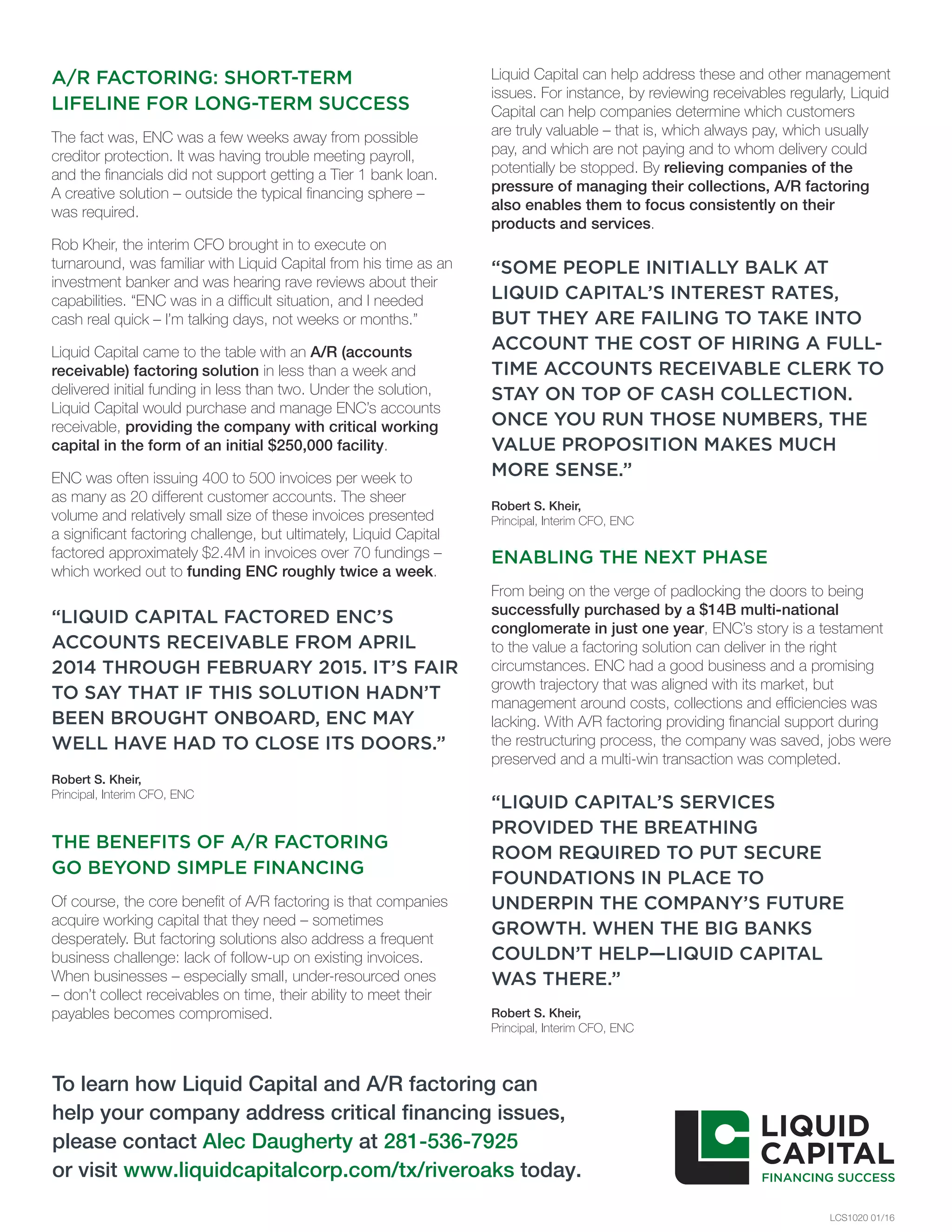 Liquid Capital of River Oaks - A Case Study | PDF