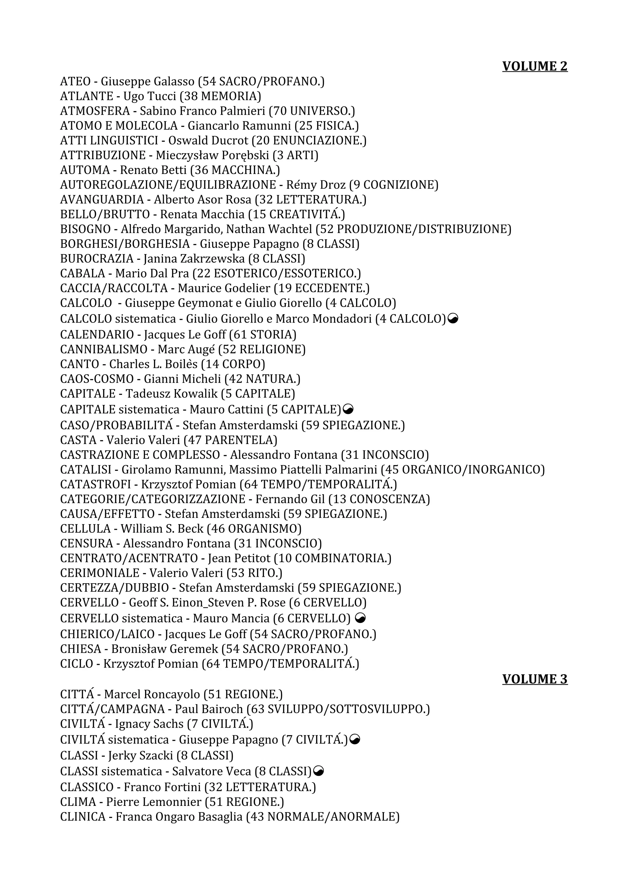 Enciclopedia einaudi [1982] - elenco Pacchetti_Lemmi | PDF