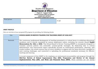 Comprehensive School-Based In-Service Training Plan for Teachers SY ...