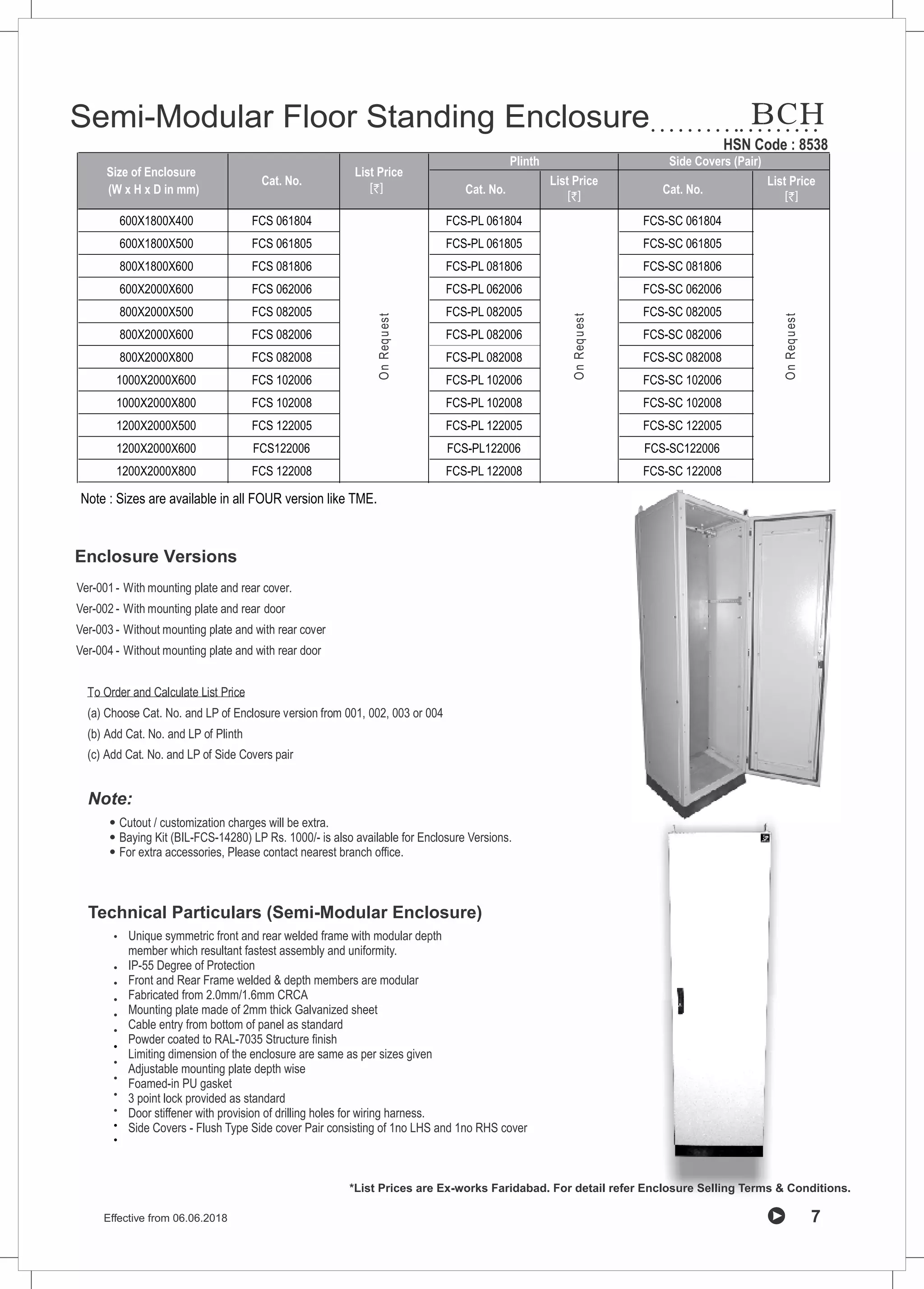 Enclosure Price List | PDF