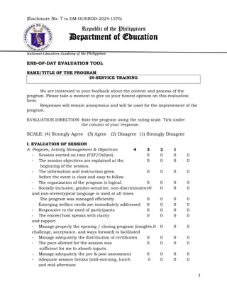 Enclosure No. 7 Sample End-of-Day Evaluation Tool.docx