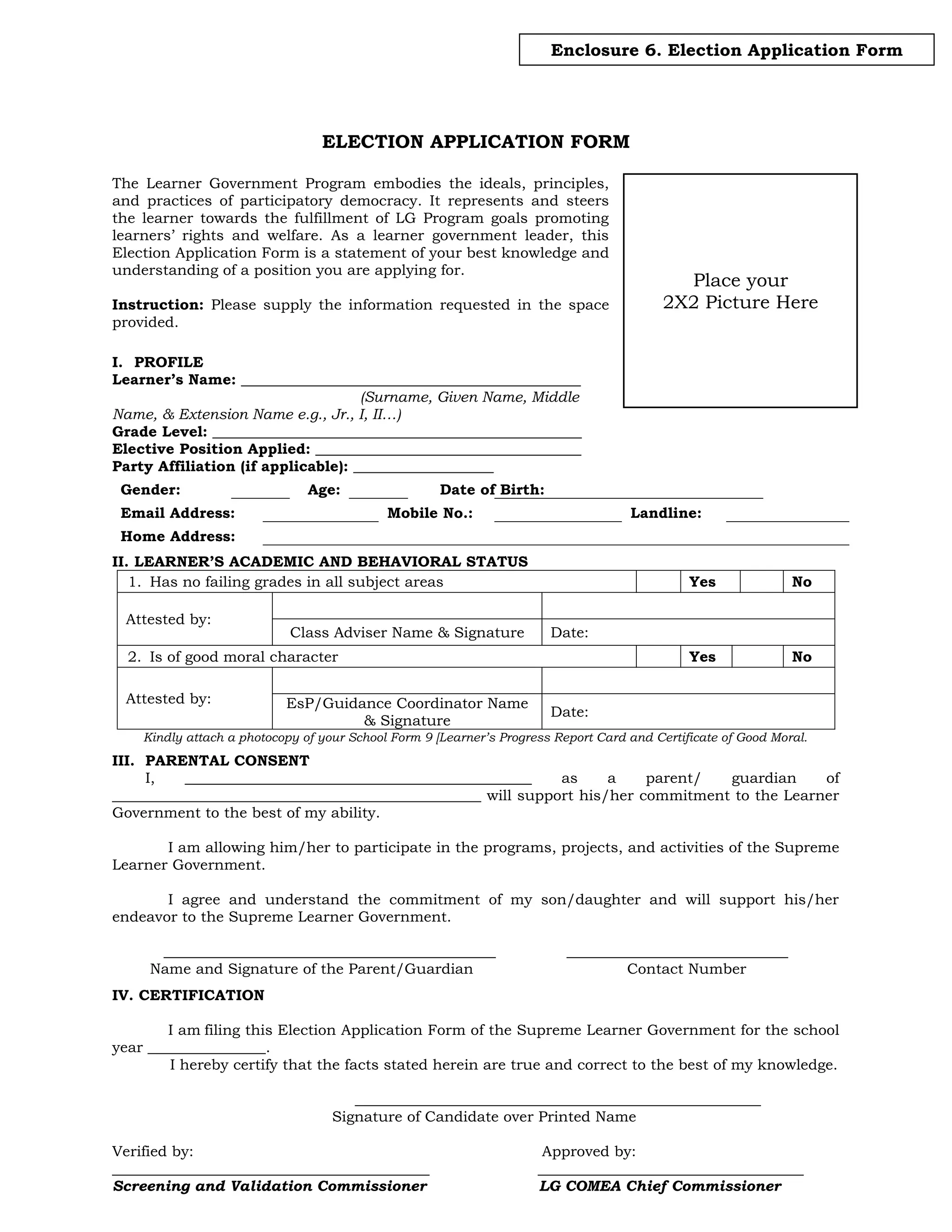 Enclosures. Forms and Templates- SSLG Election | DOCX