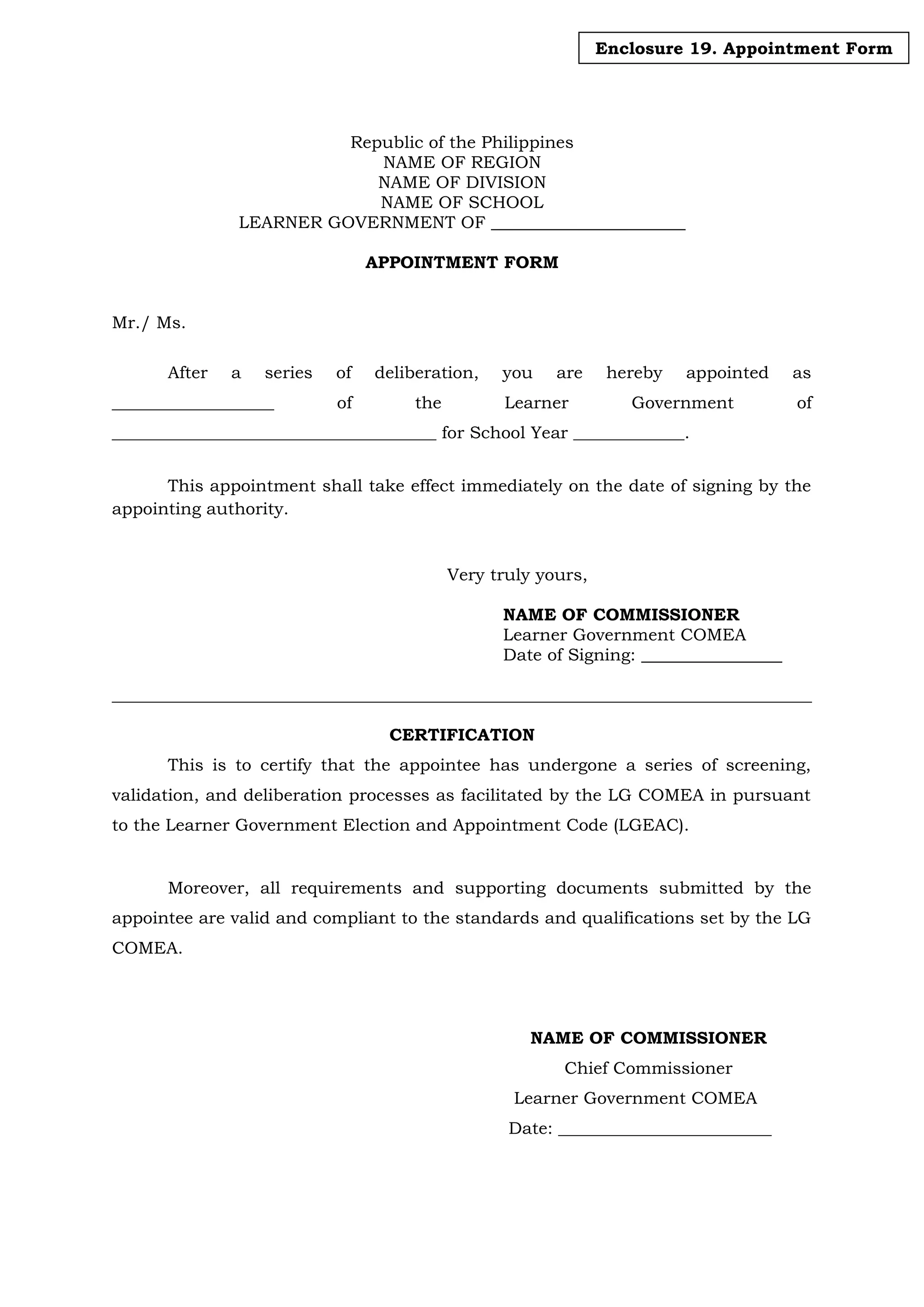 Enclosures. Forms and Templates- SSLG Election | DOCX