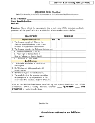 Enclosures. Forms and Templates- SSLG Election | DOCX