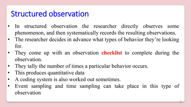 Structured Observation Pptx Science