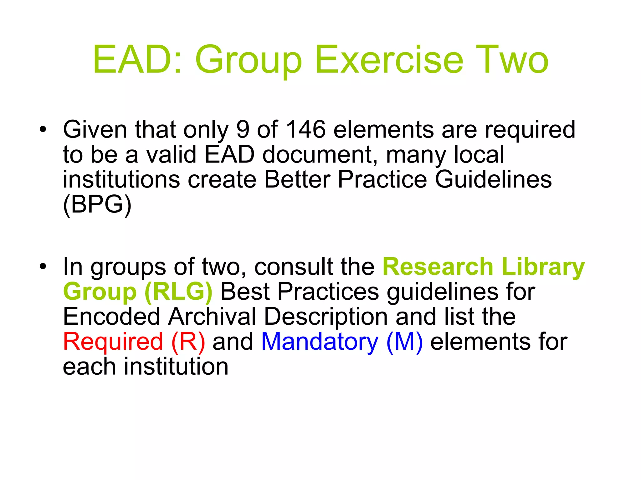 Encoded Archival Description (EAD) | PPT
