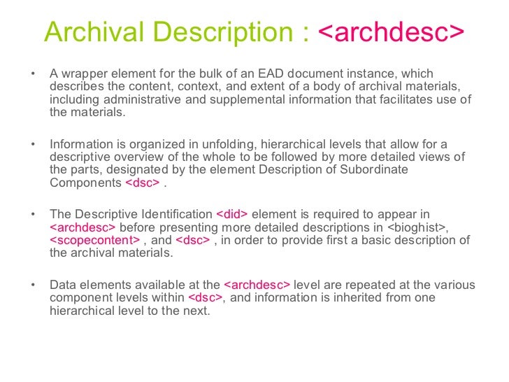 Encoded Archival Description